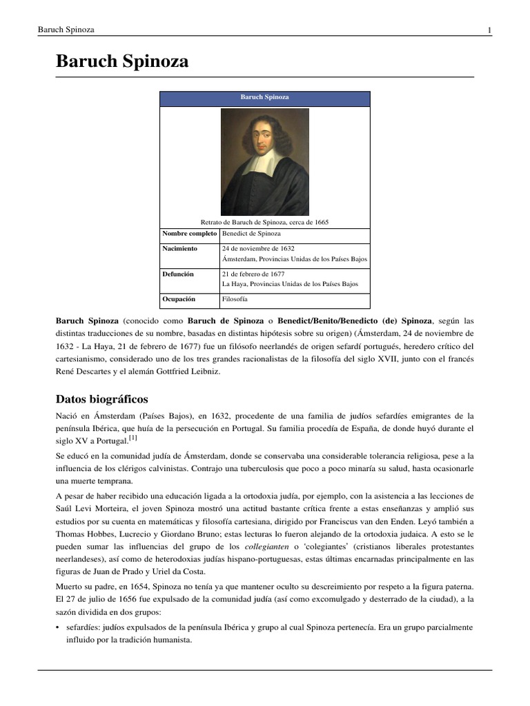 Espinoza Filosofo | PDF | Baruch Spinoza | Metafísica