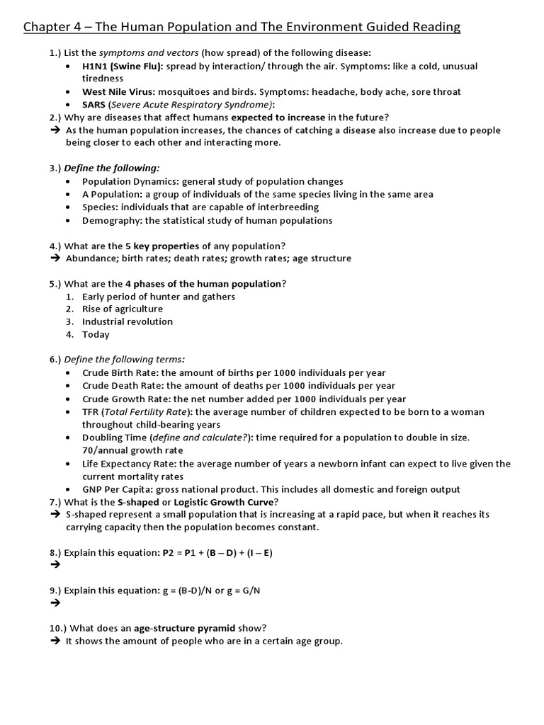 Chapter 4 - The Human Population and The Environment Guided Reading ...