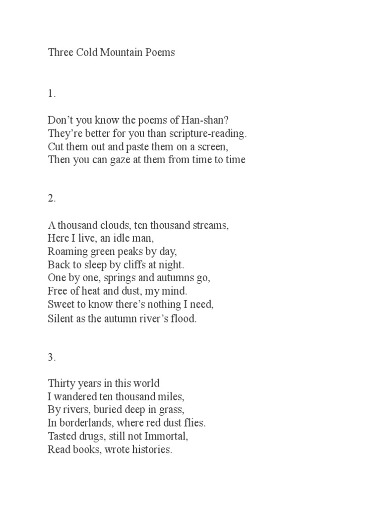 Three Poems by Han-Shan | PDF | Poetry