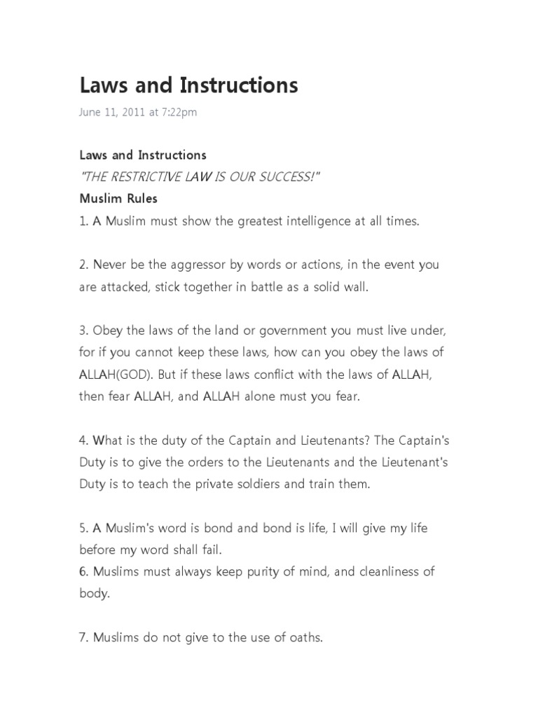 Laws and Instructions: "The Restrictive Law Is Our Success!" | PDF ...