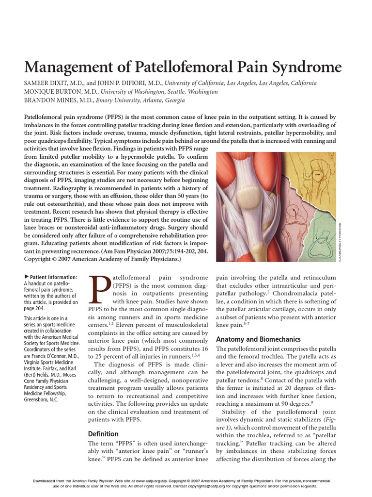Management of Patellofemoral Pain Syndrome | Knee | Dance Science