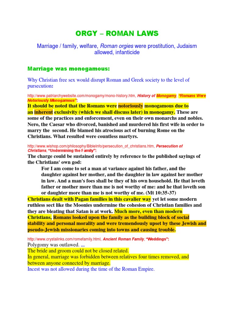 Orgy - Roman Laws | PDF | Adultery | Marriage