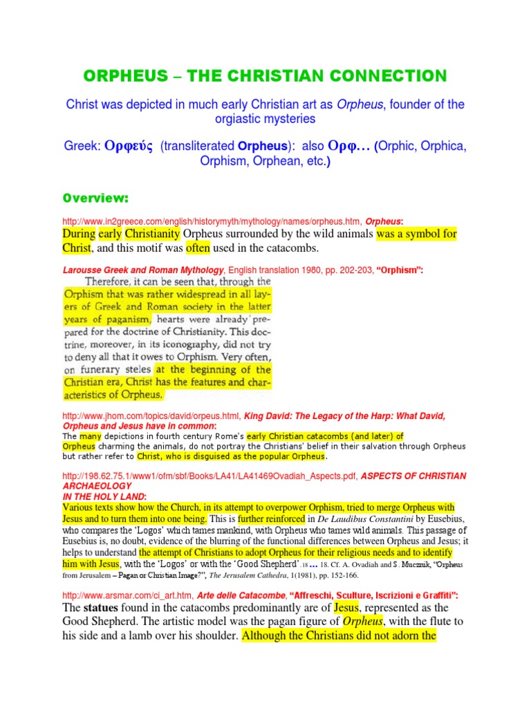 Orpheus - The Christian Connection | PDF | Orpheus | Dionysus