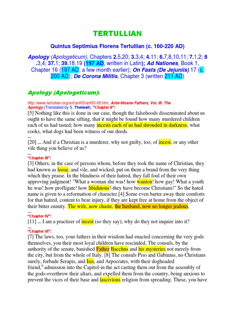 TERTULLIAN | PDF | Tertullian | Eucharist