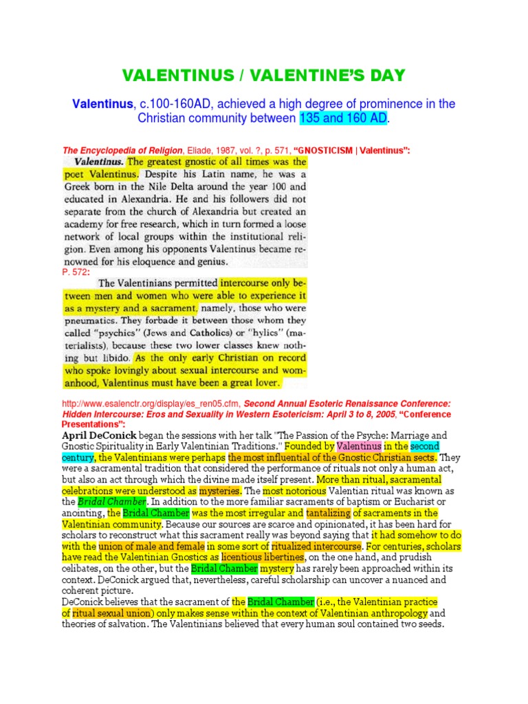 VALENTINUS / VALENTINE’S DAY | Gnosticism | Valentine's Day