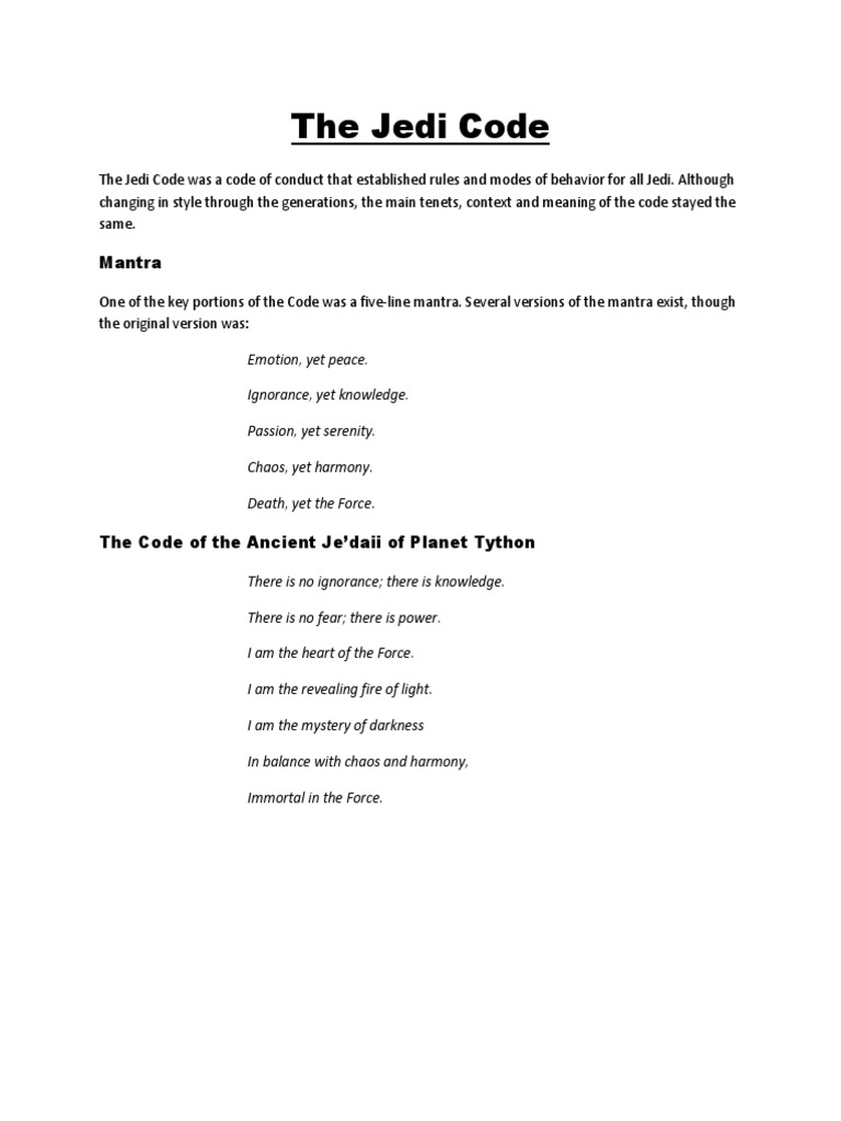 The Jedi Code | PDF | Jedi | Space Westerns