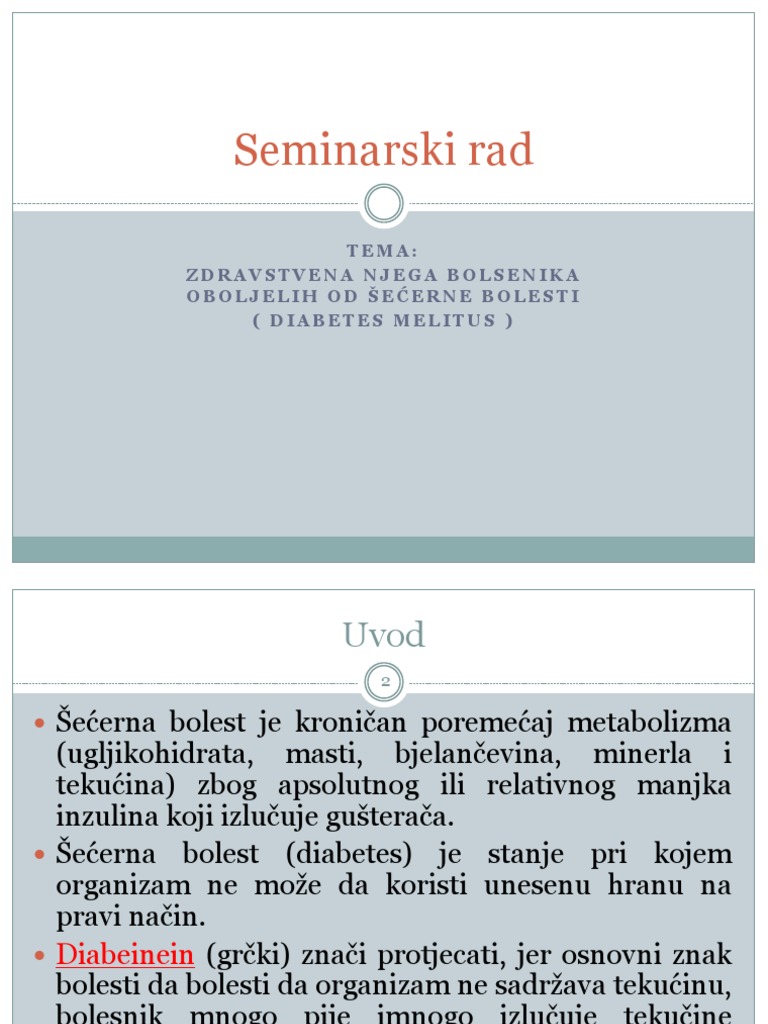 Zdravstvena Njega Bolesnika Oboljelih Od Secerne Bolesti | PDF