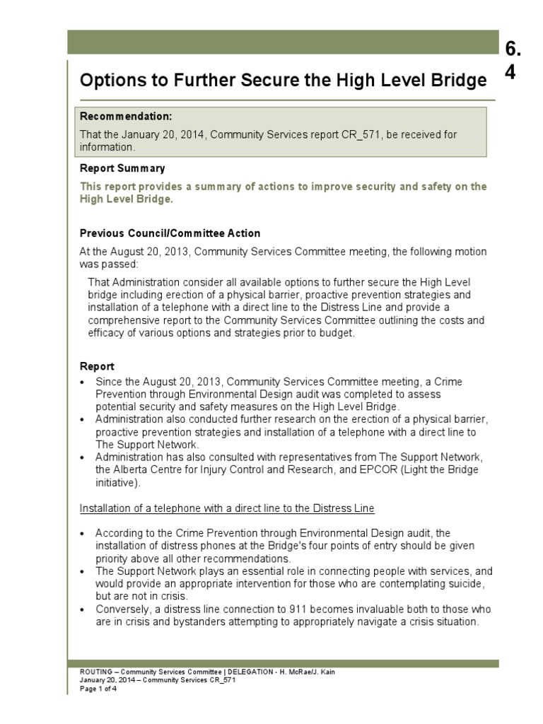 High Level Bridge Report | PDF