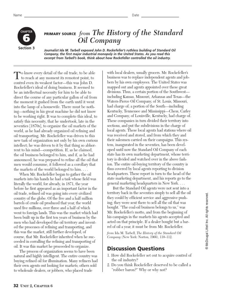 Standard Oil Primary Source | PDF | John D. Rockefeller | Standard Oil