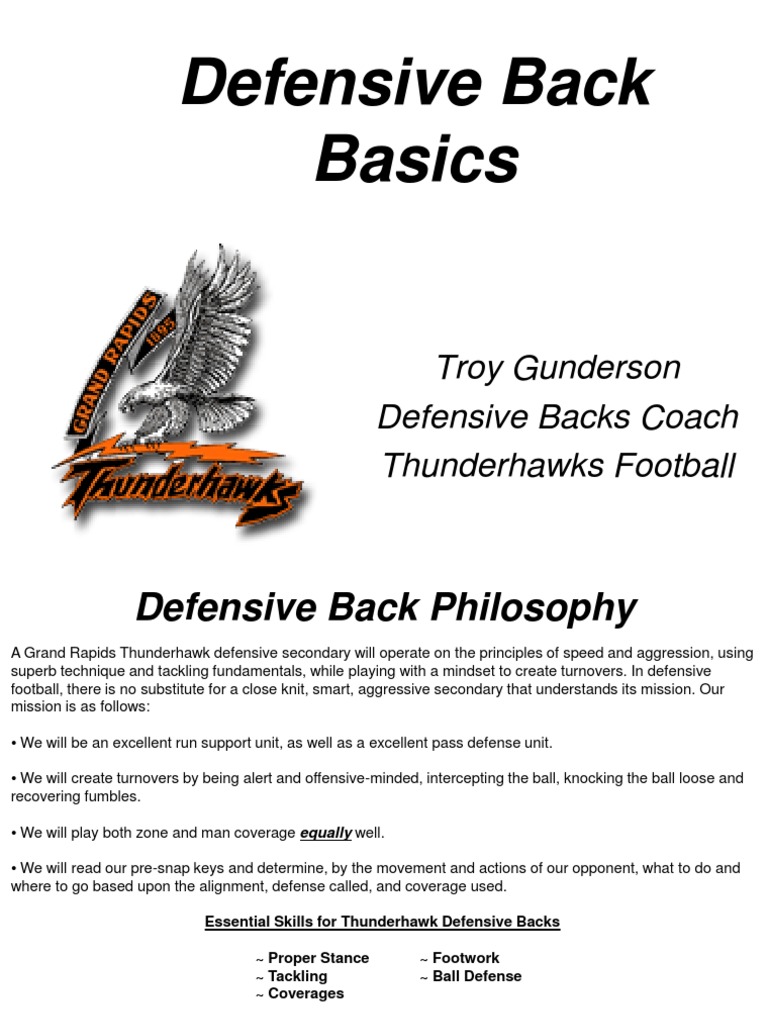 Defensive Back Techniques and Drills | PDF | Team Sports | American ...