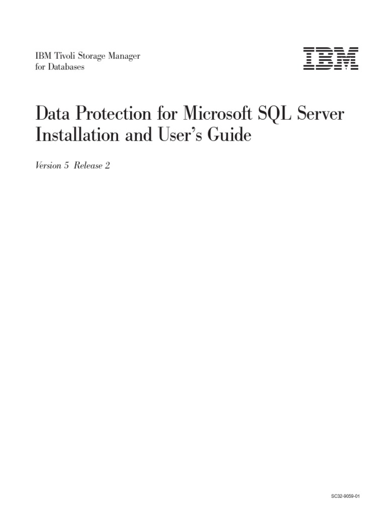 Tsm 54 Data Protection For Microsoft Sql Server Installation And Users Guide Pdf Microsoft 