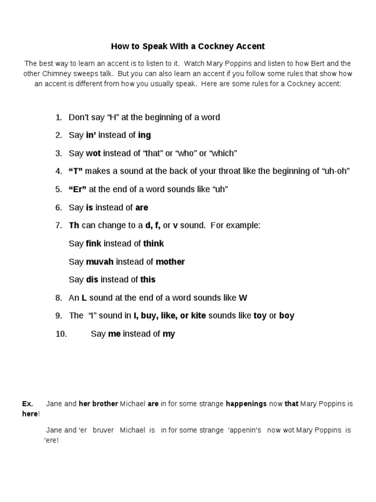 How To Speak With A Cockney Accent | PDF