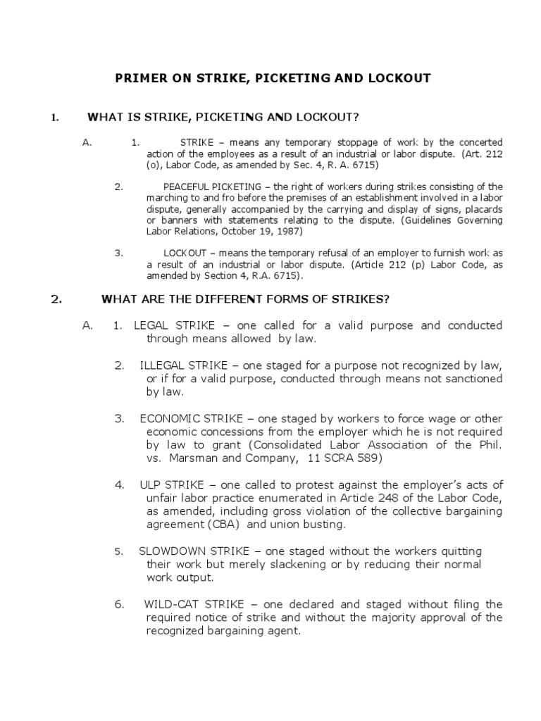 Strike and Lockout | Download Free PDF | Strike Action | Collective ...