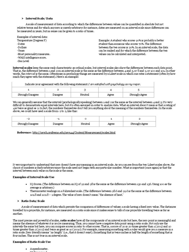 Interval Scale Of Measurement