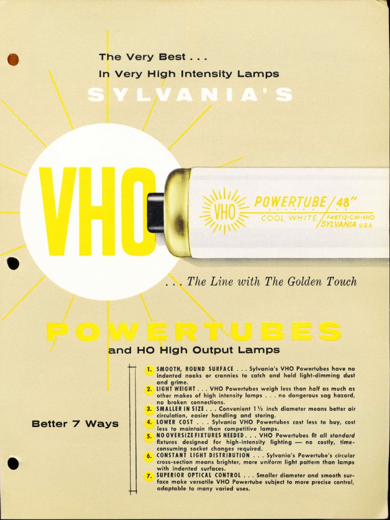 Sylvania Fluorescent VHO Powertubes Brochure 1959 | PDF | Lighting ...