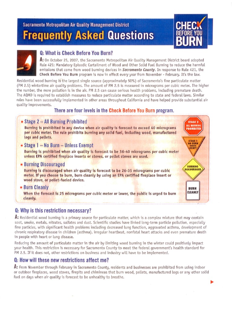 Sacramento's Check Before You Burn Program | PDF | Air Pollution ...