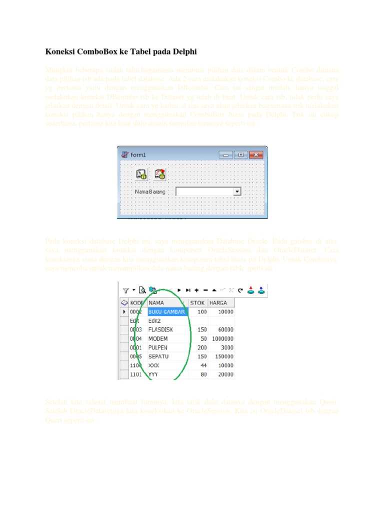 Koneksi ComboBox Ke Tabel Pada Delphi letakkan sebuah komponen ...