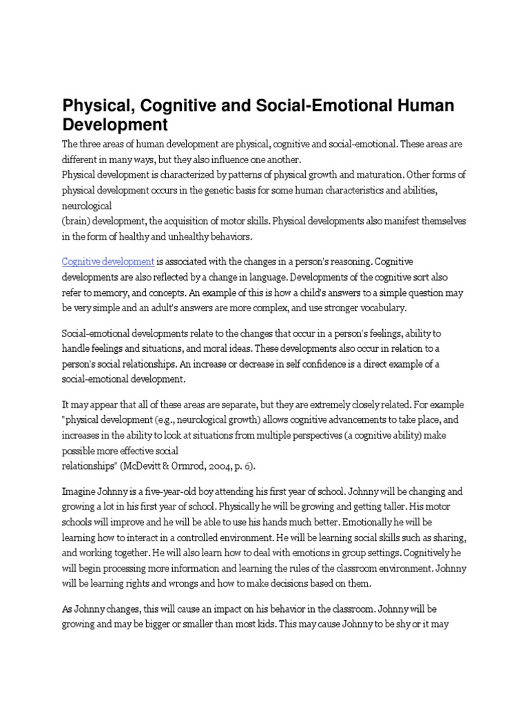 Physical, Cognitive and Social-Emotional Human Development ...