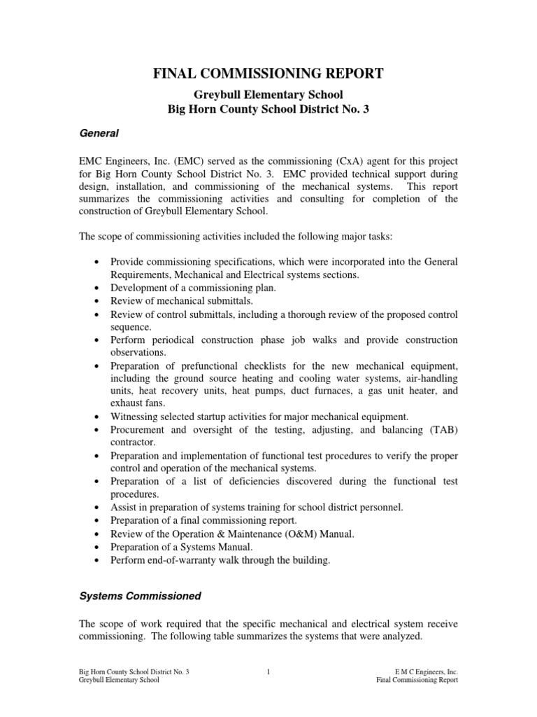 Commissioning Report | PDF | Hvac | Building