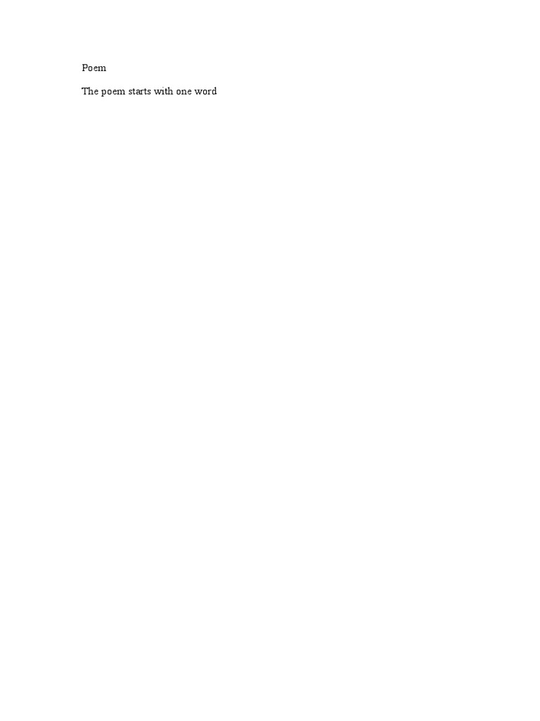 Poem The Poem Starts With One Word | PDF
