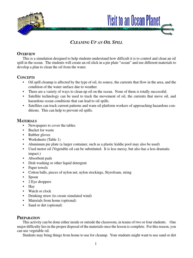 Oil Spill Cleaning | PDF
