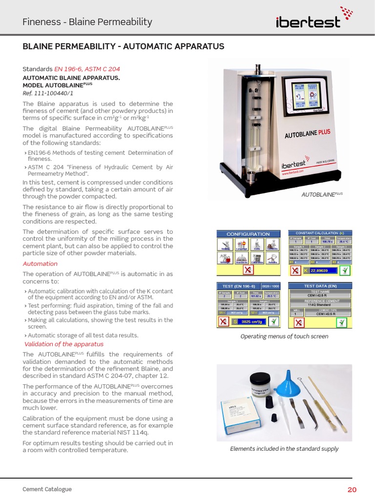 Automatic Blaine Apparatus Overview | PDF | Calibration | Cement
