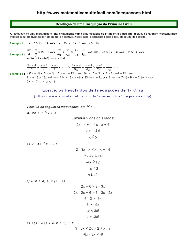 Apostila 06 Inequações e Sistemas de Inequações de 1º Grau | PDF ...