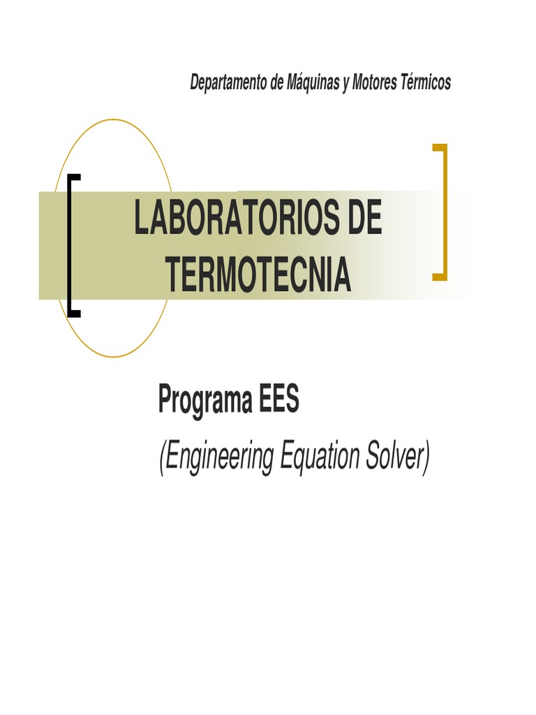 Lab Termotecnia - Presentación Programa EES | PDF | Ventana (informática) | Ecuaciones