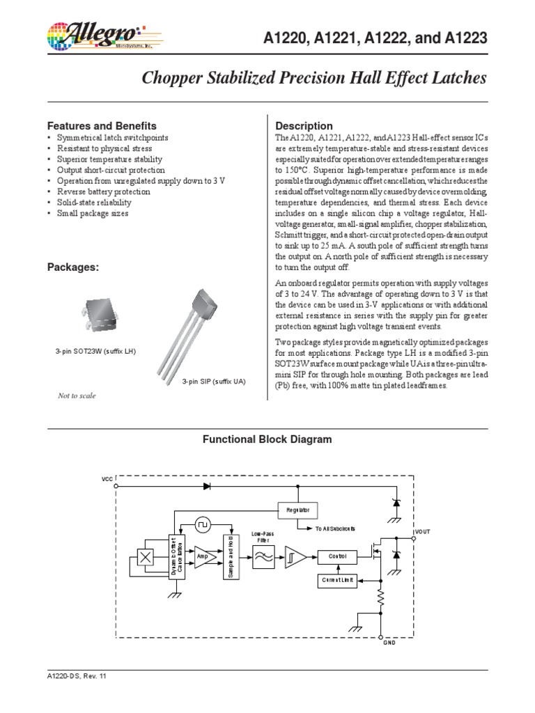 Hall Effect Latch A1220LUA-T-IC Sip | PDF | Amplifier | Sampling ...