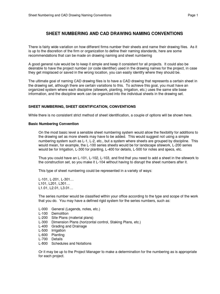 Sheet Numbering and CAD Drawing Naming Conventions | PDF | Computing ...
