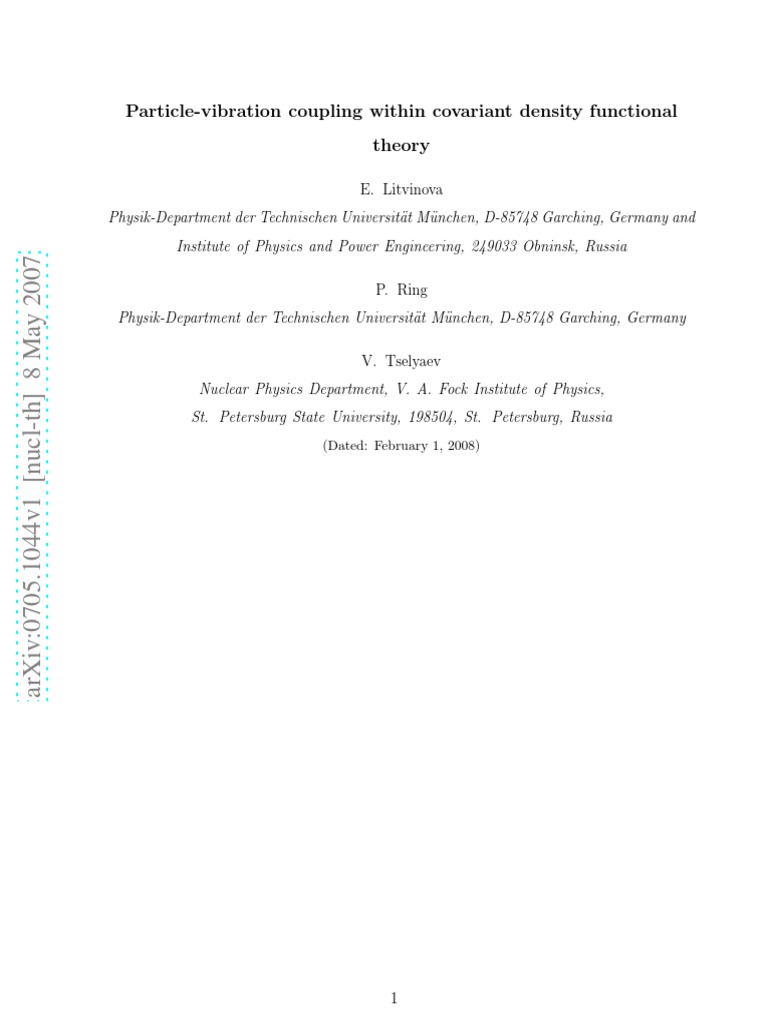 Particle-Vibration Coupling Within Covariant Density Functional Theory | PDF | Density ...