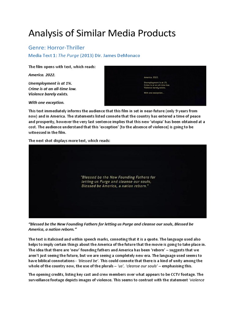 'The Purge' Opening Sequence Analysis | PDF | Leisure