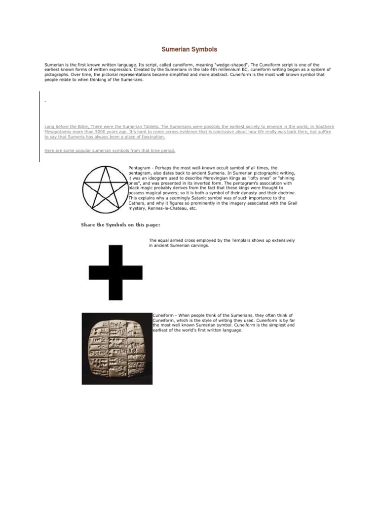 Mesopotamia Writing Symbols