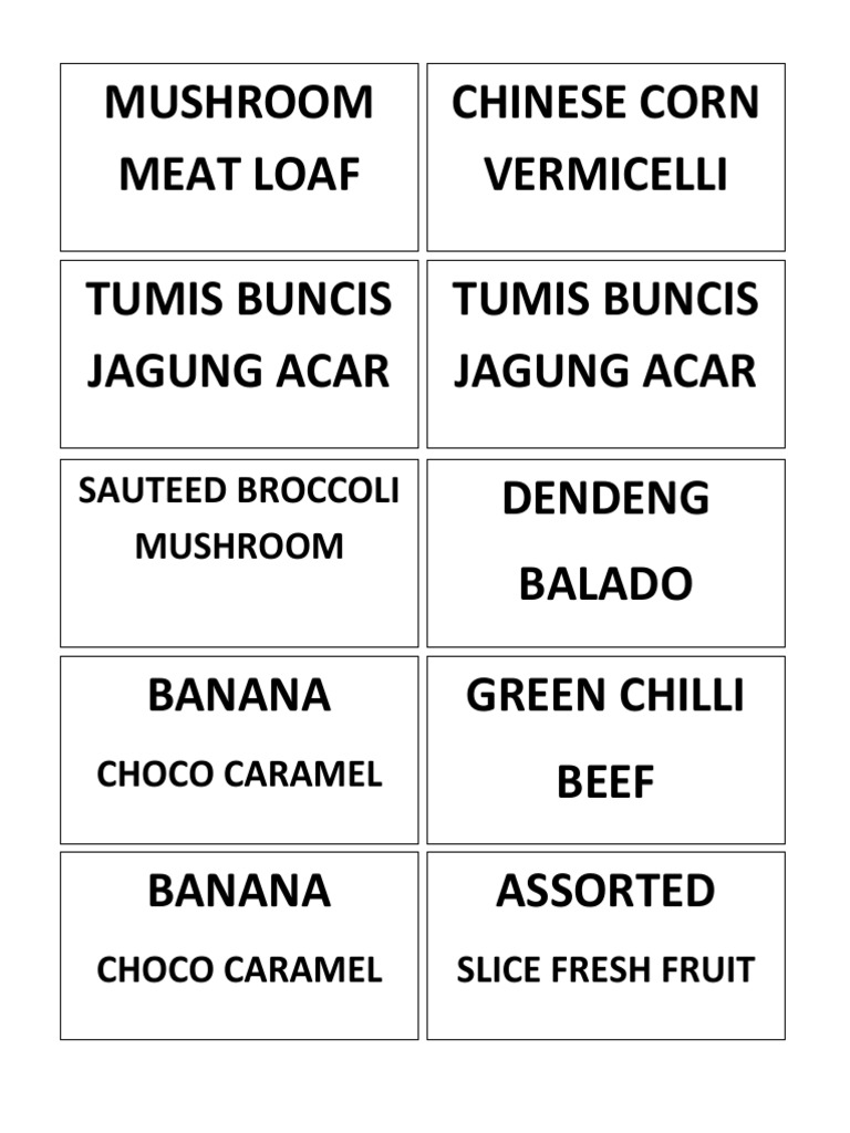 Buffet Tag Format | PDF