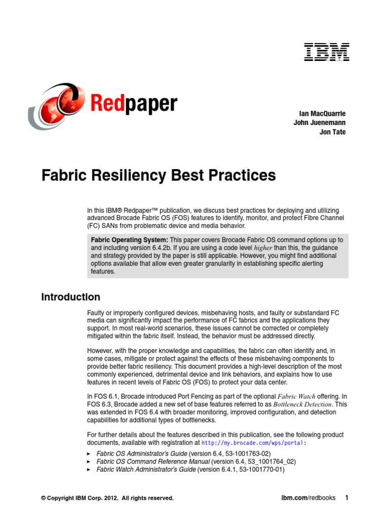 Fabric Resiliency Best Practices | PDF | Latency (Engineering ...