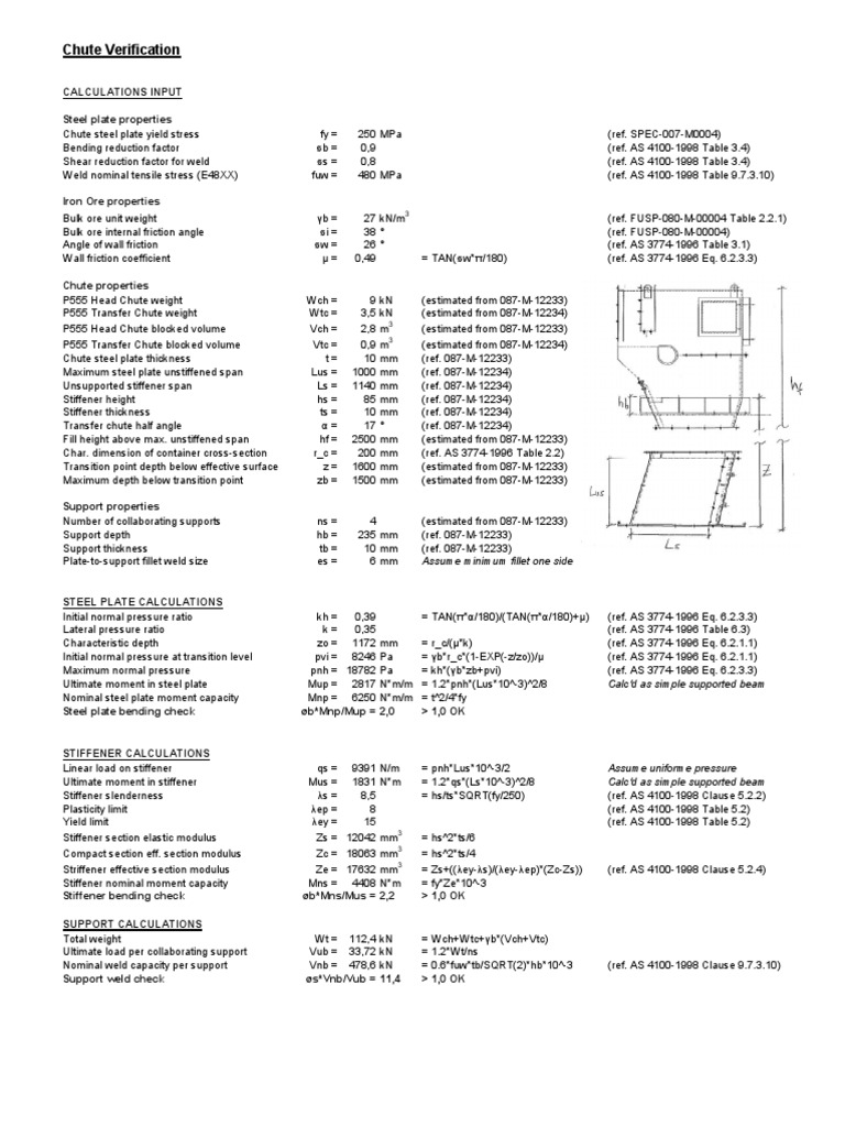 Chute Calculation Example | Bending | Friction