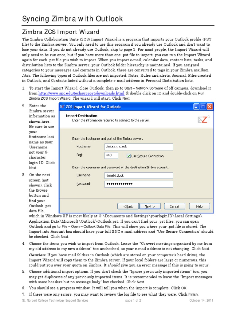 Syncing Zimbra with Outlook Guide | PDF | Microsoft Outlook | Email