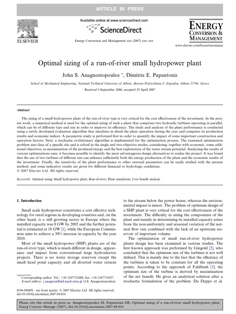 Run of River Hydro Systems | PDF