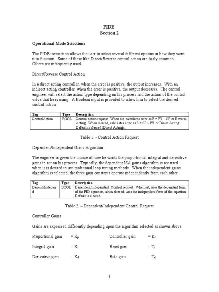 PIDE Operational Mode Overview | PDF | Control System | Systems Theory
