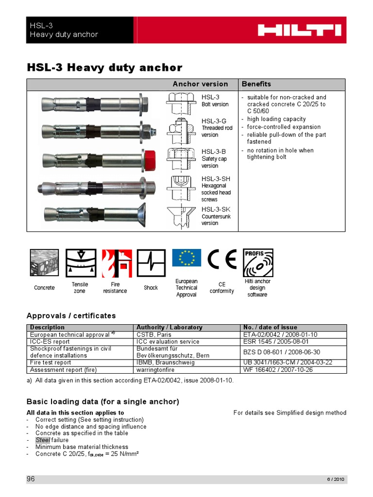 HSL-3 Heavy Duty Anchor | PDF | Screw | Mechanical Engineering