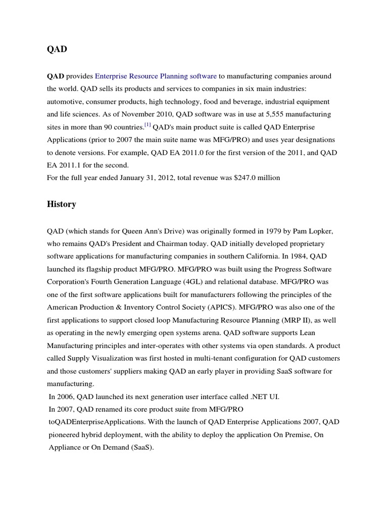 QAD Provides: Enterprise Resource Planning Software | PDF | Business ...