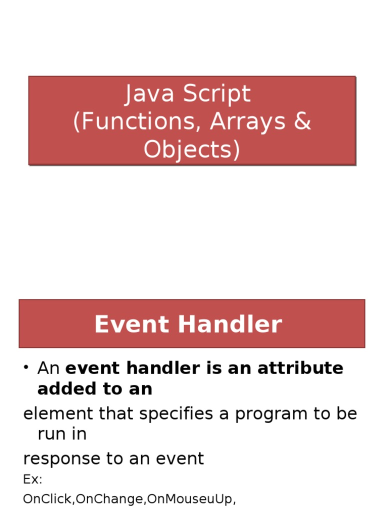 Java Script Functions Arrays And Objects Pdf Cookie Array 0717