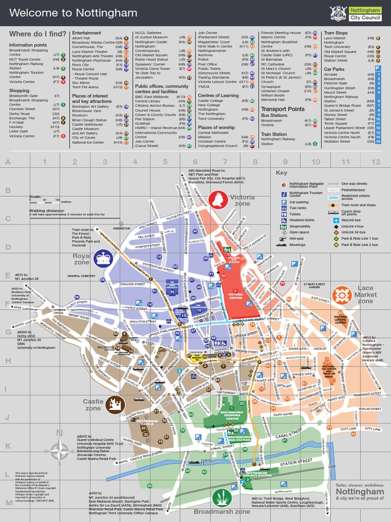 Nottm City Centre Map (Zones) | PDF | Road Transport | Transport