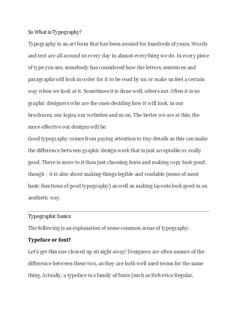 An Introduction to Typographic Fundamentals: Explaining Typefaces ...