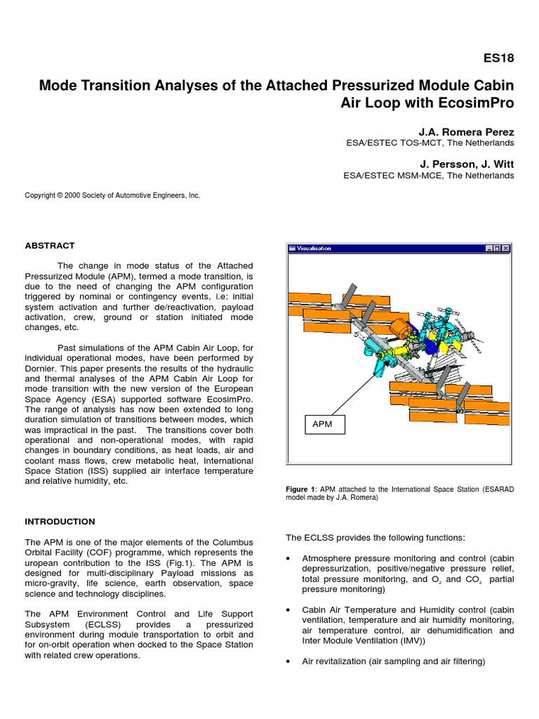 Mode Transition Analyses of The Attached Pressurized Module Cabin Air ...