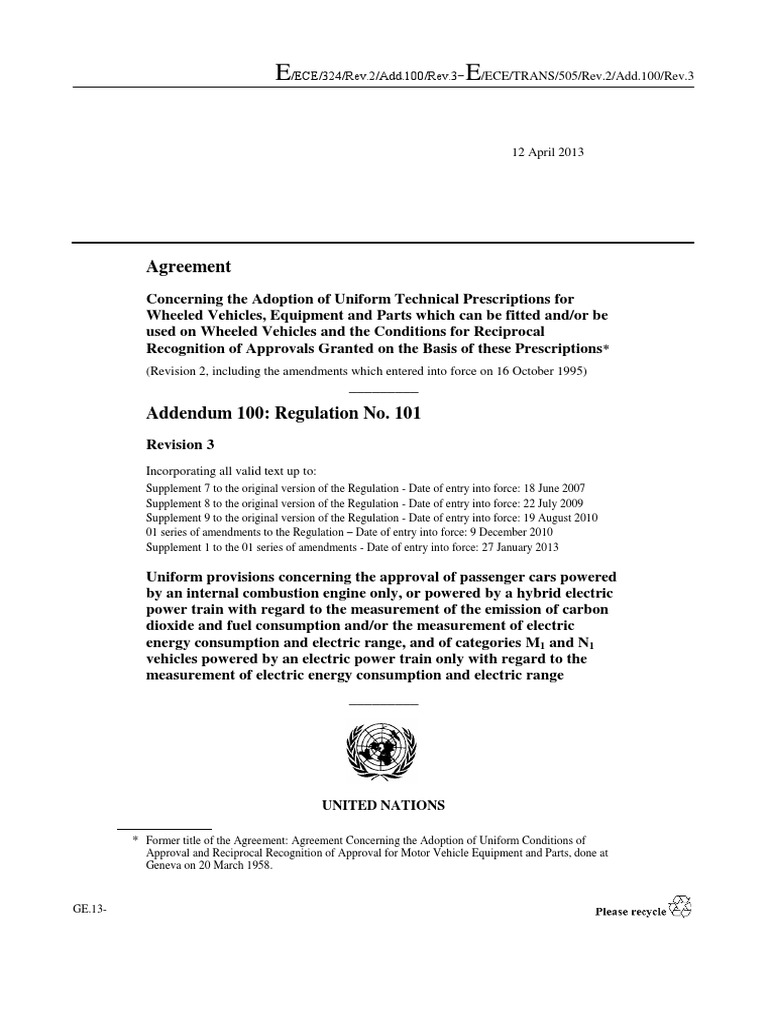 UN ECE R101 Fuel Consumption | PDF | Fuel Efficiency | Vehicles