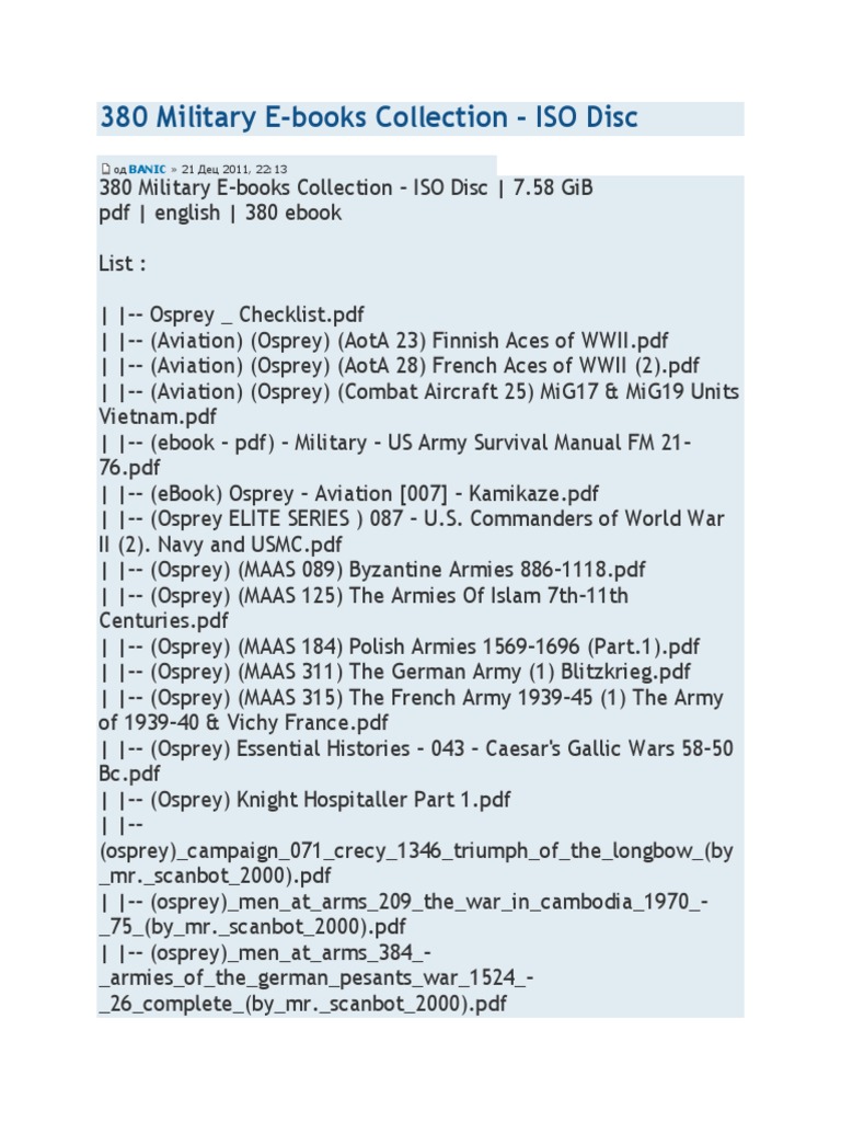380 Military E-Books Collection - ISO Disc: Banic | PDF