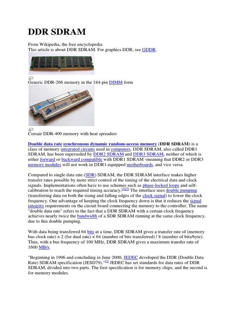 DDR Sdram: Double Data Rate Synchronous Dynamic Random-Access Memory | PDF | Computer Data ...