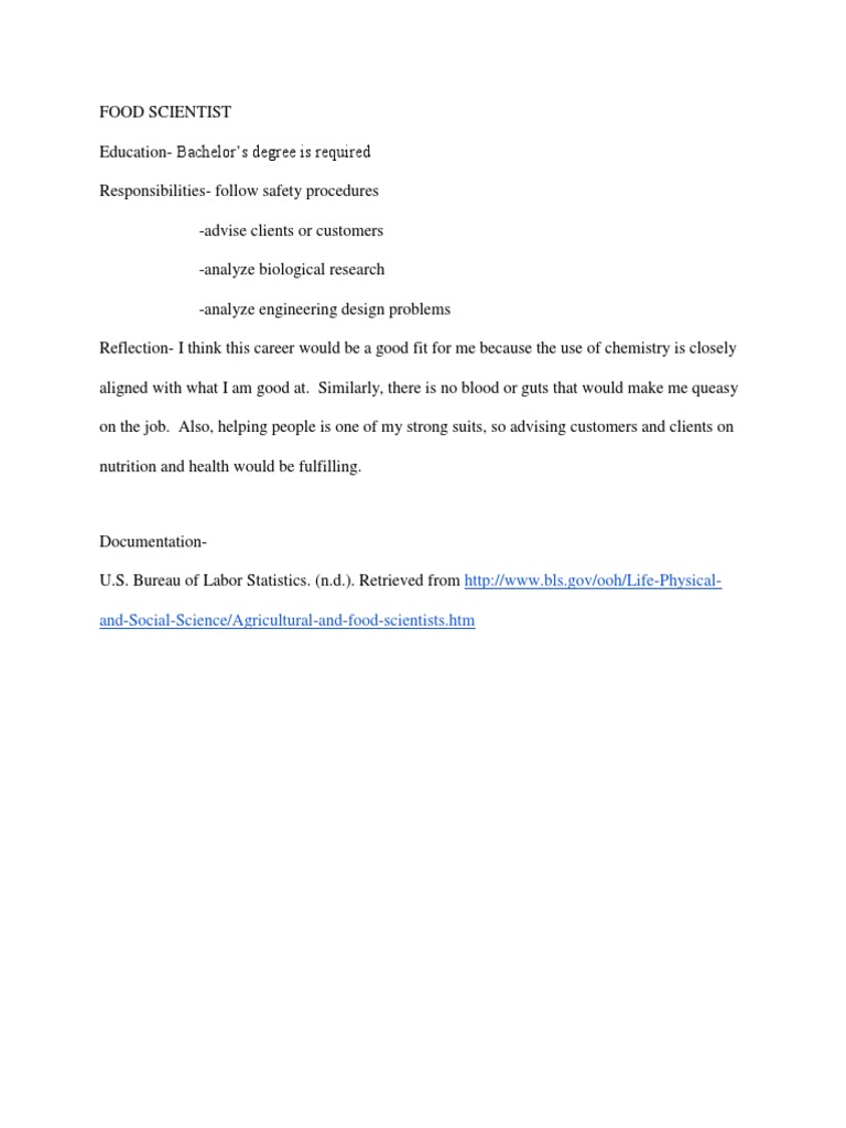 Career Overview: Food Scientist Role | PDF | Wellness
