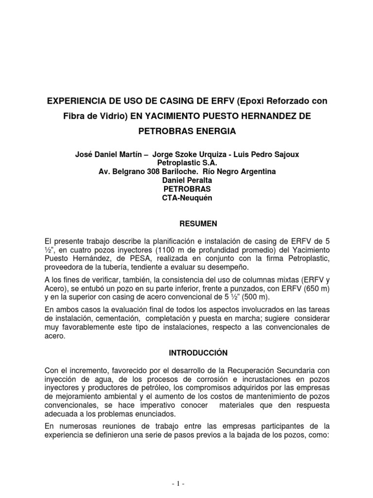 Casing Erfv | PDF | Acero | Tubería (transporte de fluidos)